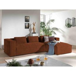 Lisa Design - Stella – ecksofa – cordsamt – 4-sitzer – moderner stil – rechts - terrakotta