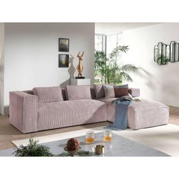 Stella – ecksofa – cordsamt – 4-sitzer – moderner stil – rechts - rosa