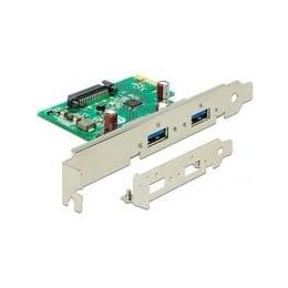 Delock PCIe x1 Karte zu 2x ext. USB 3.2 Gen 1, USB-Controller SATA-Stromanschluss