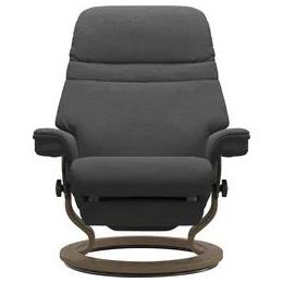 Relaxsessel stressless "Sunrise" Sessel Gr. ROHLEDER Stoff Q2 FARON, PowerTM Leg & Back-mit Akku-Classic Base Eiche, Relaxfunktion-Drehfunktion-Integrierte Fußstütze-PlusTMSystem, B/H/T: 88cm x 103cm x 78cm, grau (dark grey q2 faron) elektrisch verstellbar, optional 2-motorisch, Größe M & L