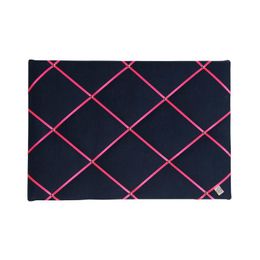 Memoboard LEINEN oxfordblau (Farbe: Satinband neon pink)