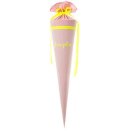 Personalisierte Schultüte VICHY STRIPES I rose (Farbe: neon gelb)