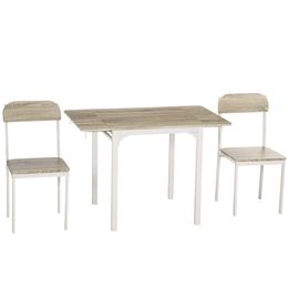 HOMCOM 3 TLG Esszimmergruppe Essgruppe mit 2 Stühlen und 1 Tisch Esstisch Set mit Klappbarer Tischplatte fü