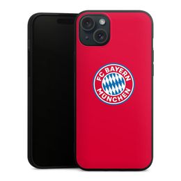 DeinDesign iPhone 15 Plus Handy Premium Silikon H&uuml;lle Handyh&uuml;lle schwarz Case Fc Bayern M&uuml;nchen Fcb Logo Silikon Premium Case