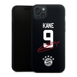 DeinDesign iPhone 15 Plus Handy Premium Silikon H&uuml;lle Handyh&uuml;lle schwarz Case Fc Bayern M&uuml;nchen Harry Kane Jersey Silikon Premium Case