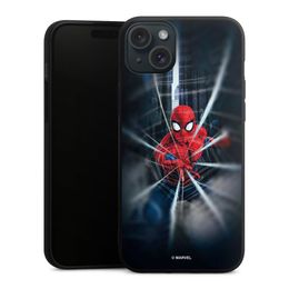 DeinDesign iPhone 15 Plus Handy Premium Silikon H&uuml;lle Handyh&uuml;lle schwarz Case Kinofilm Marvel Spiderman Silikon Premium Case
