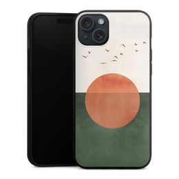 DeinDesign iPhone 15 Plus Handy Premium Silikon H&uuml;lle Handyh&uuml;lle schwarz Case Sunshine Bird Sunset Silikon Premium Case