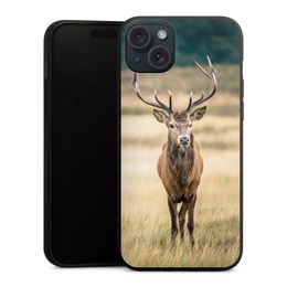 DeinDesign iPhone 15 Plus Handy Premium Silikon H&uuml;lle Handyh&uuml;lle schwarz Case Forrest Deer Meadow Silikon Premium Case