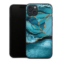 DeinDesign iPhone 15 Plus Handy Premium Silikon H&uuml;lle Handyh&uuml;lle schwarz Case Marble Gemstone Glitzer Silikon Premium Case