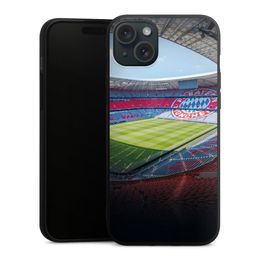 DeinDesign iPhone 15 Plus Handy Premium Silikon H&uuml;lle Handyh&uuml;lle schwarz Case Fcb Fc Bayern M&uuml;nchen Stadium Silikon Premium Case