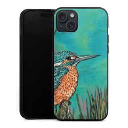 DeinDesign iPhone 15 Plus Handy Premium Silikon H&uuml;lle Handyh&uuml;lle schwarz Case Painting Bird Animals Silikon Premium Case