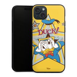 DeinDesign iPhone 15 Plus Handy Premium Silikon H&uuml;lle Handyh&uuml;lle schwarz Case Donald Duck Disney Official Licensed Product Silikon Premium Case