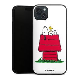 DeinDesign iPhone 15 Plus Handy Premium Silikon H&uuml;lle Handyh&uuml;lle schwarz Case Snoopy Peanuts Official Licensed Product Silikon Premium Case