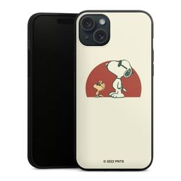 DeinDesign iPhone 15 Plus Handy Premium Silikon H&uuml;lle Handyh&uuml;lle schwarz Case Snoopy Official Licensed Product Kindheit Silikon Premium Case