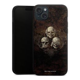 DeinDesign iPhone 15 Plus Handy Premium Silikon H&uuml;lle Handyh&uuml;lle schwarz Case Gothic Art Skulls Silikon Premium Case