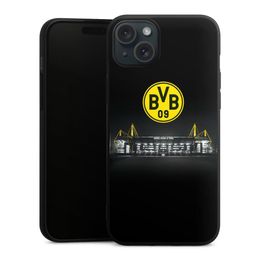 DeinDesign iPhone 15 Plus Handy Premium Silikon H&uuml;lle Handyh&uuml;lle schwarz Case Borussia Dortmund Stadium Bvb Silikon Premium Case