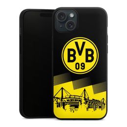 DeinDesign iPhone 15 Plus Handy Premium Silikon H&uuml;lle Handyh&uuml;lle schwarz Case Borussia Dortmund Stadium Bvb Silikon Premium Case