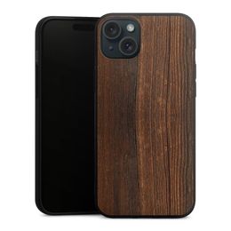 DeinDesign iPhone 15 Plus Handy Premium Silikon H&uuml;lle Handyh&uuml;lle schwarz Case Wood Nut Tree Wooden Look Silikon Premium Case