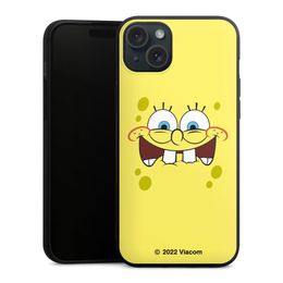 DeinDesign iPhone 15 Plus Handy Premium Silikon H&uuml;lle Handyh&uuml;lle schwarz Case Official Licensed Product Kindheit Spongebob Silikon Premium Case
