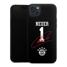 DeinDesign iPhone 15 Plus Handy Premium Silikon H&uuml;lle Handyh&uuml;lle schwarz Case Fc Bayern M&uuml;nchen Manuel Neuer Fcb Silikon Premium Case