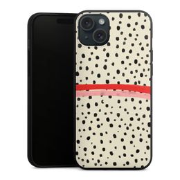 DeinDesign iPhone 15 Plus Handy Premium Silikon H&uuml;lle Handyh&uuml;lle schwarz Case Stripes Points Kunst Silikon Premium Case