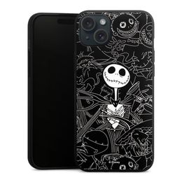 DeinDesign iPhone 15 Plus Handy Premium Silikon H&uuml;lle Handyh&uuml;lle schwarz Case Disney Nightmare Before Christmas Halloween Silikon Premium Case