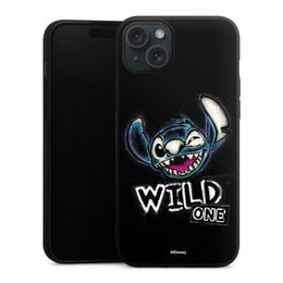 DeinDesign iPhone 15 Plus Handy Premium Silikon H&uuml;lle Handyh&uuml;lle schwarz Case Lilo & Stitch Disney Official Licensed Product Silikon Premium Case