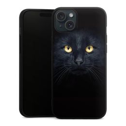 DeinDesign iPhone 15 Plus Handy Premium Silikon H&uuml;lle Handyh&uuml;lle schwarz Case Eye Cat Black Silikon Premium Case
