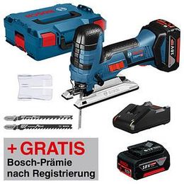 AKTION: Bosch Professional GST 18 V-LI S Akku-Stichsäge Set 18,0 V, mit 2 Akkus mit Prämie nach Registrierung