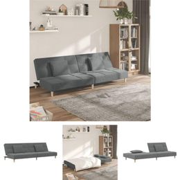 The Living Store - Schlafsofa 2-Sitzer mit 2 Kissen Dunkelgrau Stoff - Sofas - Grau