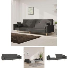 The Living Store - Schlafsofa 2-Sitzer mit 2 Kissen Dunkelgrau Stoff - Sofas - Grau