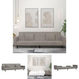 The Living Store - Schlafsofa 2-Sitzer mit 2 Kissen Hellgrau Samt - Sofas - Grau