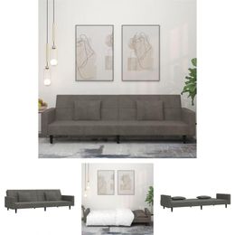 The Living Store - Schlafsofa 2-Sitzer mit 2 Kissen Dunkelgrau Samt - Sofas - Grau