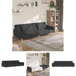 The Living Store - Schlafsofa 2-Sitzer mit 2 Kissen Dunkelgrau Stoff - Sofas - Grau