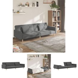 The Living Store - Schlafsofa 2-Sitzer mit 2 Kissen Hellgrau Stoff - Sofas - Grau