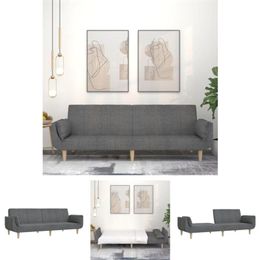 The Living Store Schlafsofa 2-Sitzer mit 2 Kissen Hellgrau Stoff - Sofas