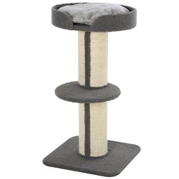 PawHut Katzenbaum Spielbaum Kratzstamm mit Plattform Sisal E1 Spanplatte Plüsch Grau 45 x 45 x 91 cm