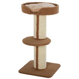 PawHut Katzenbaum Spielbaum Kratzstamm mit Plattform Sisal E1 Spanplatte Plüsch Hellbraun 45 x 45 x 91 cm