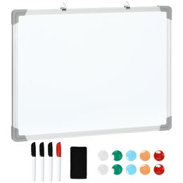 HOMCOM Whiteboard Magnetisch Magnettafel mit 4 Markern 1 Radiergummi 10 Magnet Staffelei Wandmontage leicht