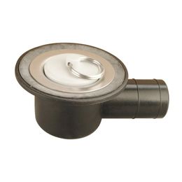 Reich Winkel-Wasserabfluss mit Edelstahlsieb, 33 mm