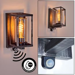 hofstein Portalis Aussenwandleuchte Schwarz, Silber, 1-flammig, Bewegungsmelder