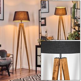 hofstein Bassagoda Stehleuchte 45 cm Naturfarben, Schwarz, 1-flammig