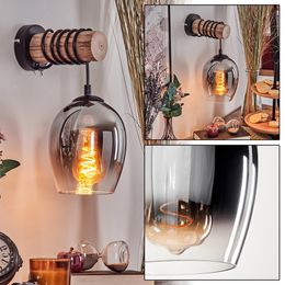 hofstein Vevino Wandleuchte Glas 15 cm Naturfarben, Schwarz, 1-flammig