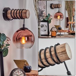 hofstein Koyoto Wandleuchte Glas 15 cm Naturfarben, Schwarz, 1-flammig
