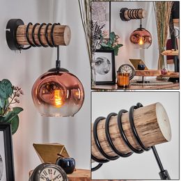 hofstein Ripoll Wandleuchte Glas 15 cm Naturfarben, Schwarz, 1-flammig