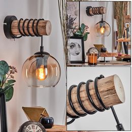 hofstein Koyoto Wandleuchte Glas 15 cm Naturfarben, Schwarz, 1-flammig