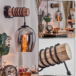 hofstein Vevino Wandleuchte Glas 15 cm Naturfarben, Schwarz, 1-flammig