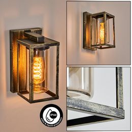 hofstein Portalis Aussenwandleuchte Gold, Schwarz, 1-flammig