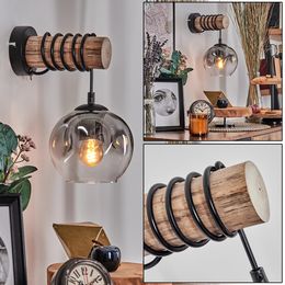 hofstein Ripoll Wandleuchte Glas 15 cm Naturfarben, Schwarz, 1-flammig