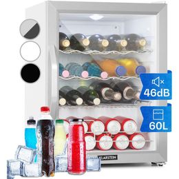 Klarstein - Beersafe xl Crystal White Kühlschrank 60 Liter 4 Böden Panoramaglastür Edelstahl